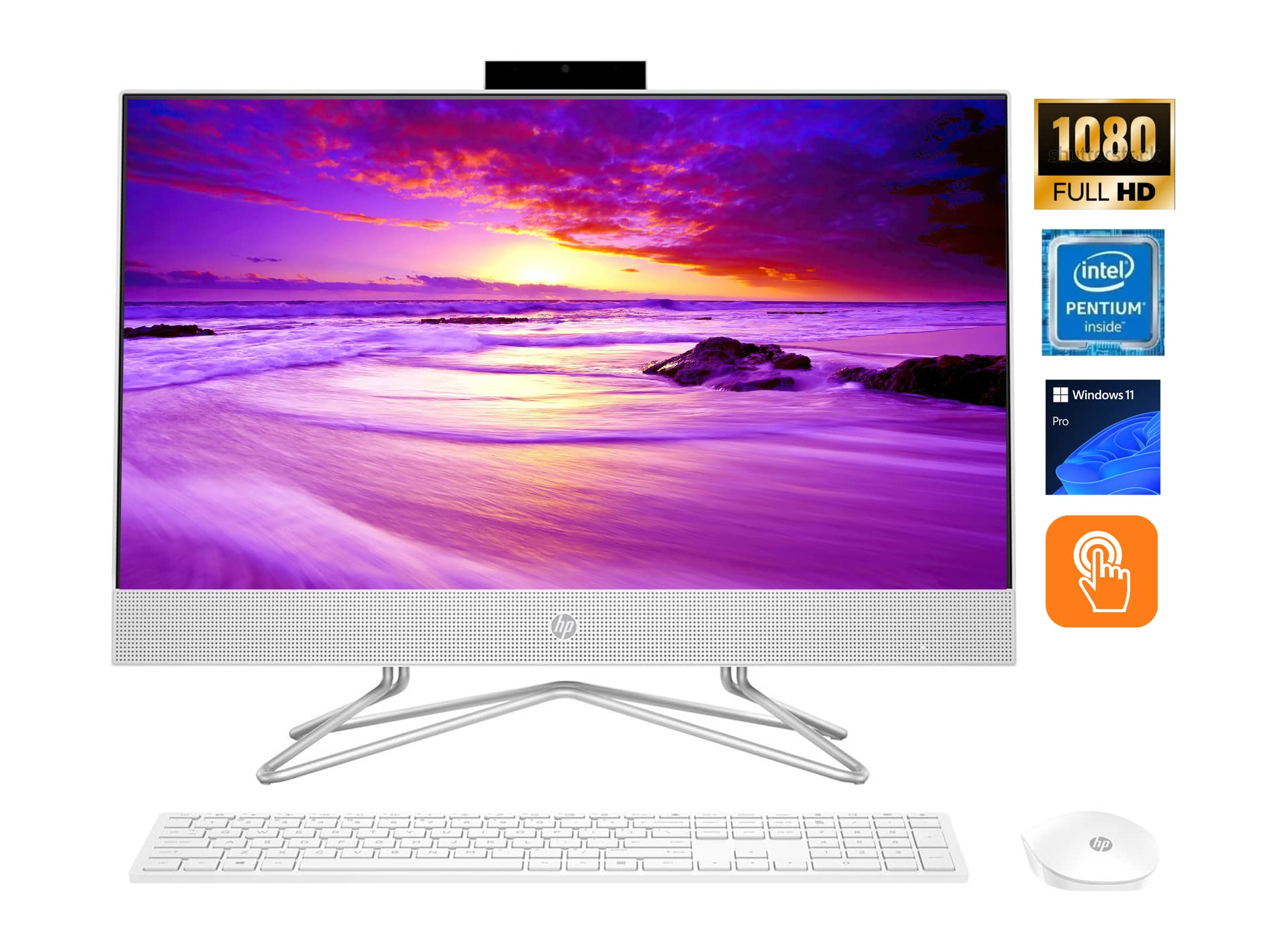 HP All-in-One 23.8" FHD Touchscreen Business Desktop, Intel Pentium Silver J5040, Windows 11 pro, 12GB RAM, 512GB SSD, Intel UHD Graphics 605, PCS