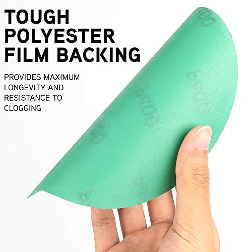 LotFancy 6 Inch PSA Sanding Discs with Tabs, 30PCS 400 600 800 1000 1500 2000 Grit Self Adhesive Wet Dry Green Film Sandpaper Assortment, Random Orbital Sander Fine Grit Sand Paper