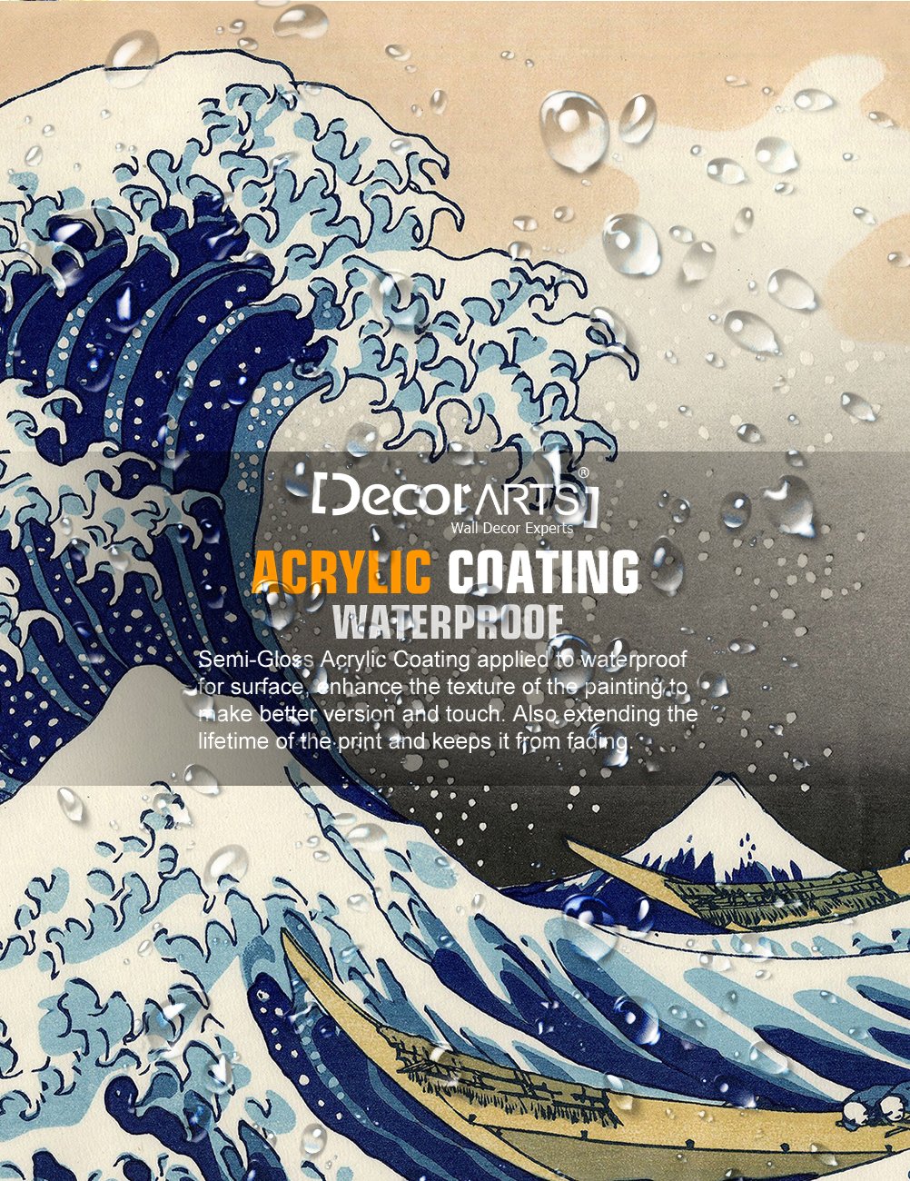 DECORARTS - The Great Wave off Kanagawa, Katsushika Hokusai Classic Art Reproductions. Giclee Canvas Prints Wall Art for Home Decor. 30x20