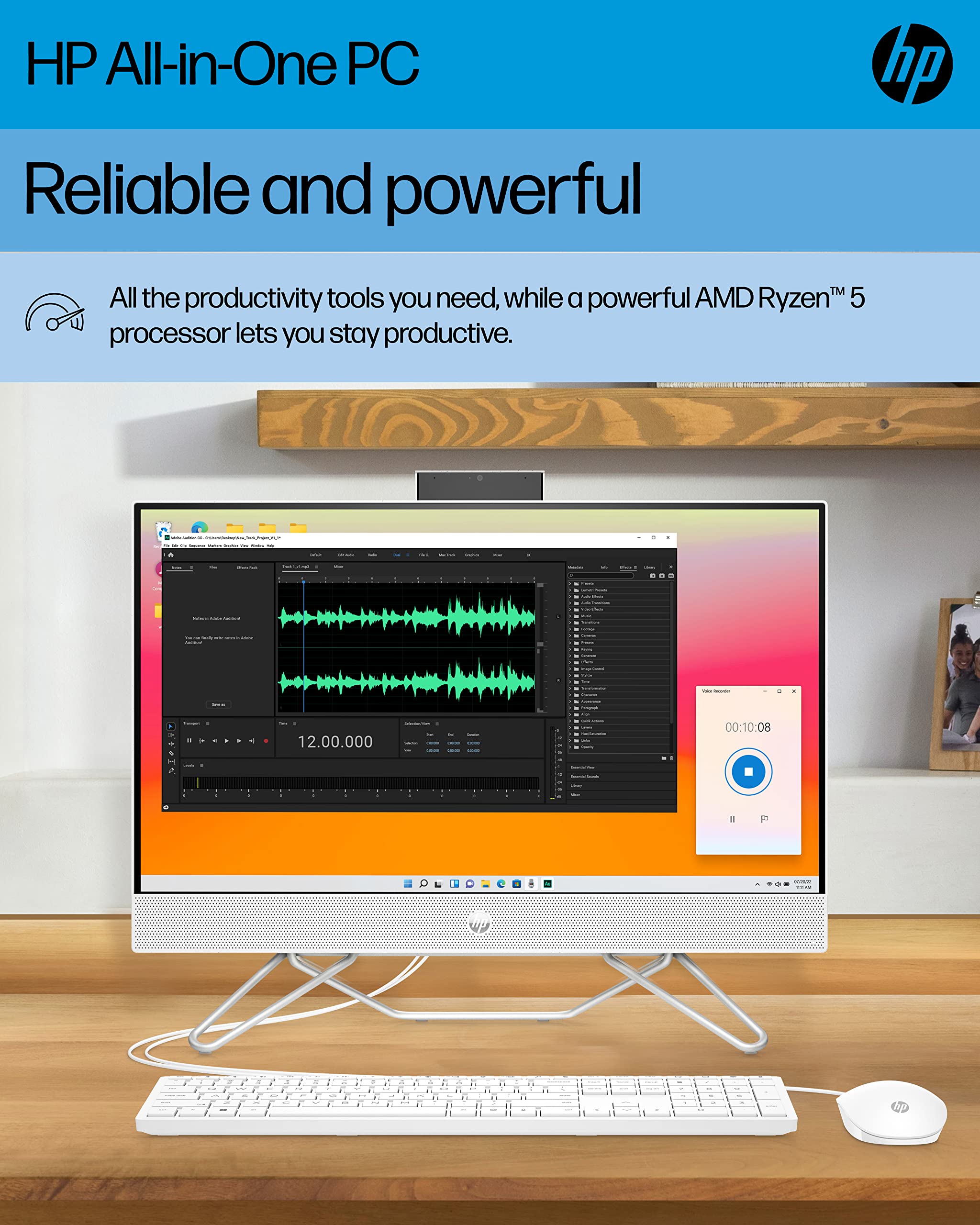 HP All-in-One Bundle PC, AMD Ryzen Processor, Radeon Graphics, 8 GB RAM, 512 GB SSD, FHD IPS Touchscreen Display, Windows 11 Home OS, Dual Computer Speakers, Wi-Fi & Bluetooth (24-cb1140, 2022)