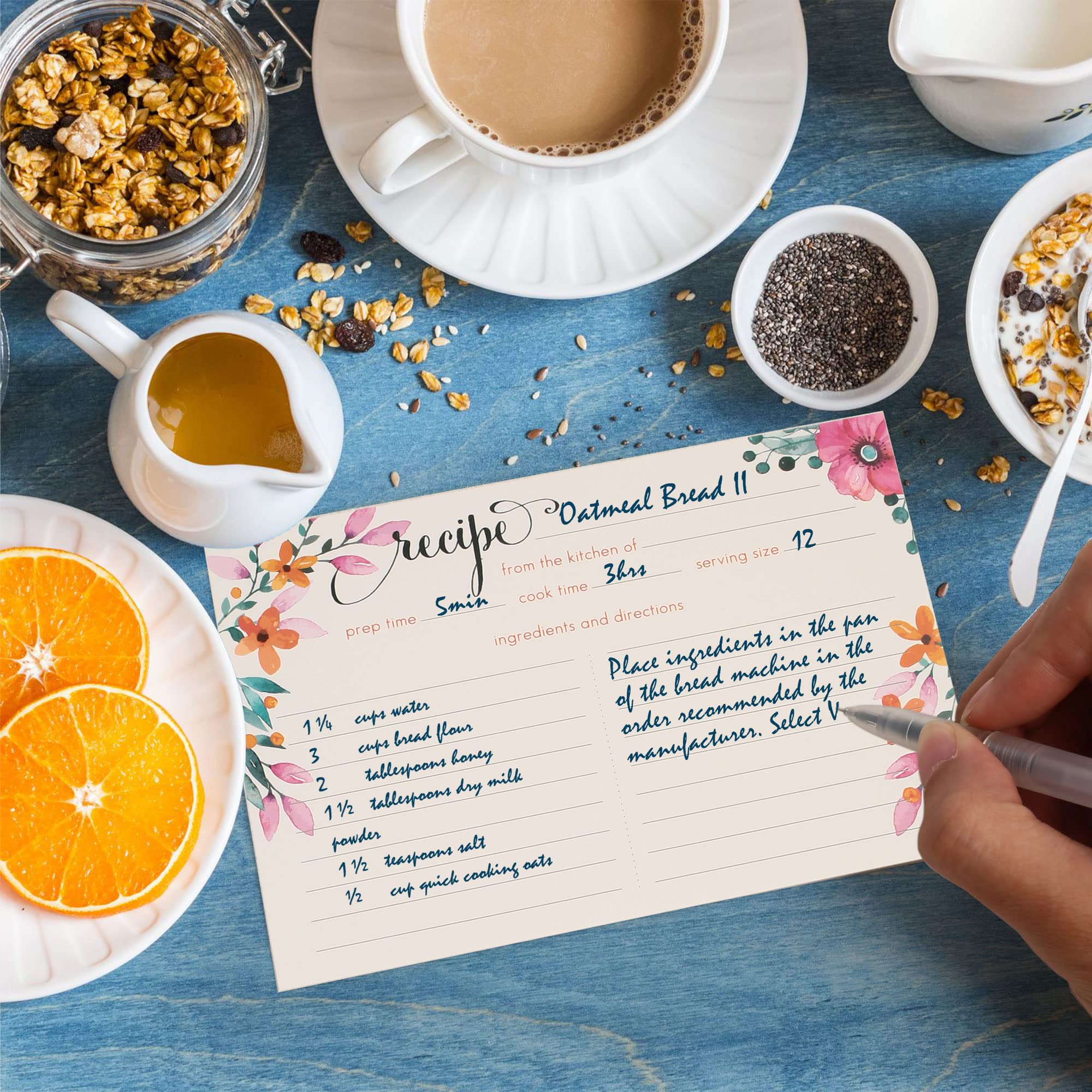 LotFancy Recipe Cards, 4x6 Inch, 60 Count, Double Sided, Blank Recipe Cardstock, Floral Recipe Index Cards