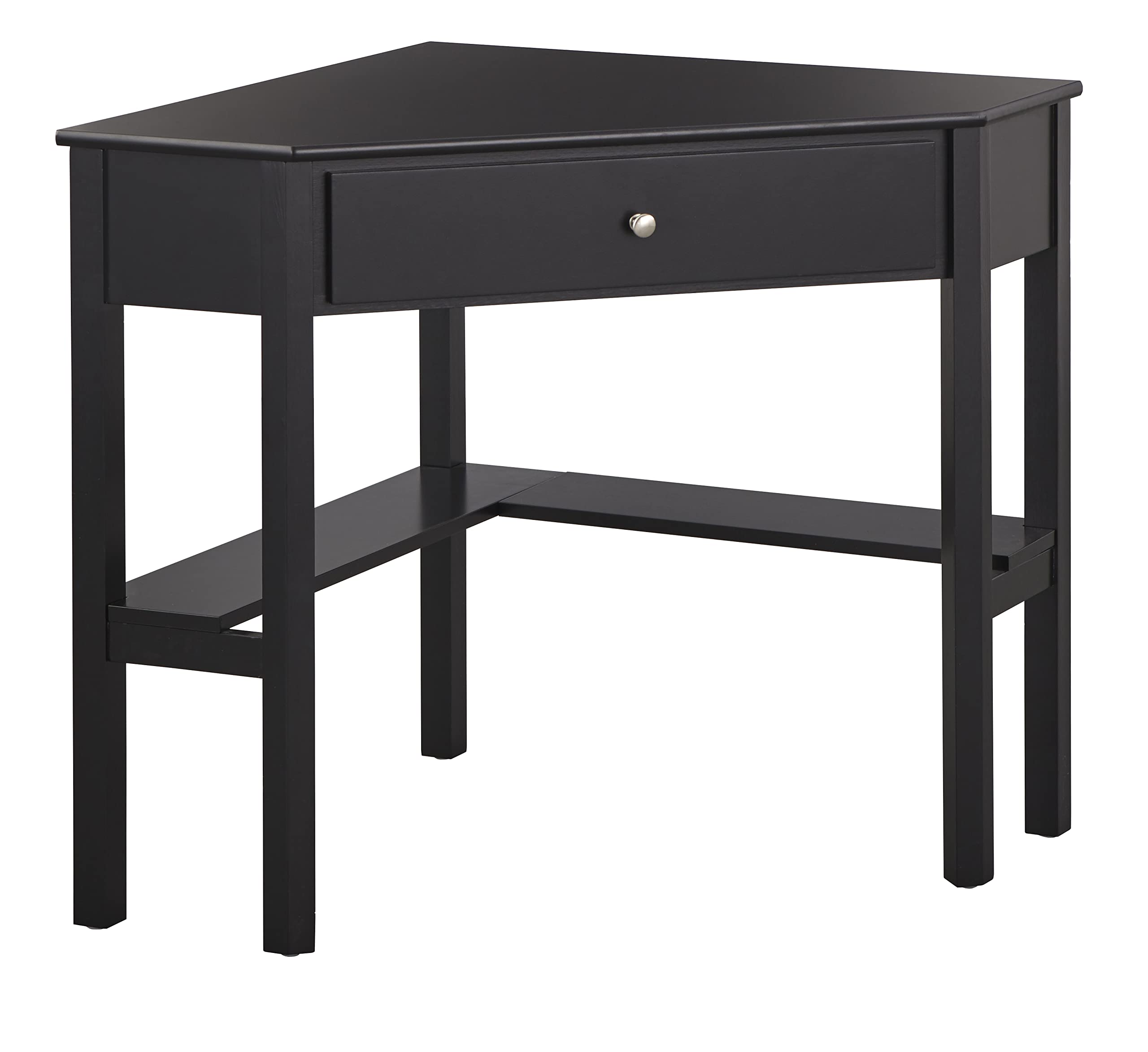 Target Marketing Systems Ellen Corner Desk Drawer and One Storage Shelf for Living Room, Bedroom, or Home Office, Small Computer Table, 42" W x 30" H, Antique Blue
