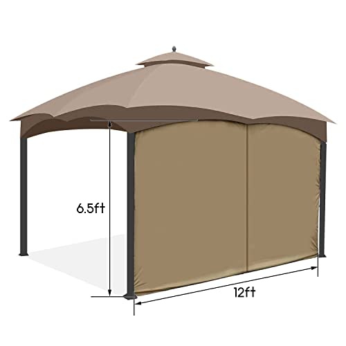 Warmally Gazebo Replacement Privacy Curtain, 10'x12' Side Wall Universal Replacement Curtain, Pavilion Screen Wall for Patio, Garden, Deck, Lawn (One Side Only, Khaki)