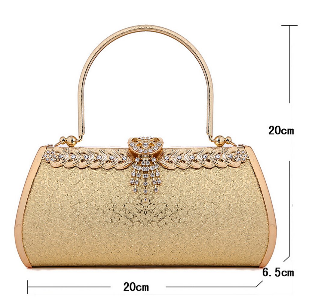 E-TDPAC Ladies Elegant Rhinestone Gold Handbags Wedding/Party Evening Bag Clutch Bags