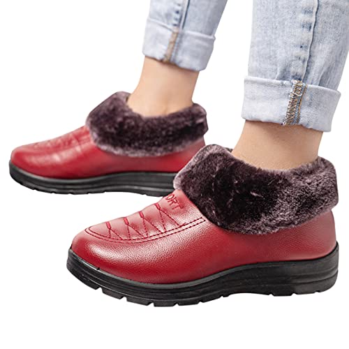 FASDNENDYS White Ankle Boots Platform Women's Boots Winter Warm Low Top Velvet Thick Cotton Shoes Winter Dress Women