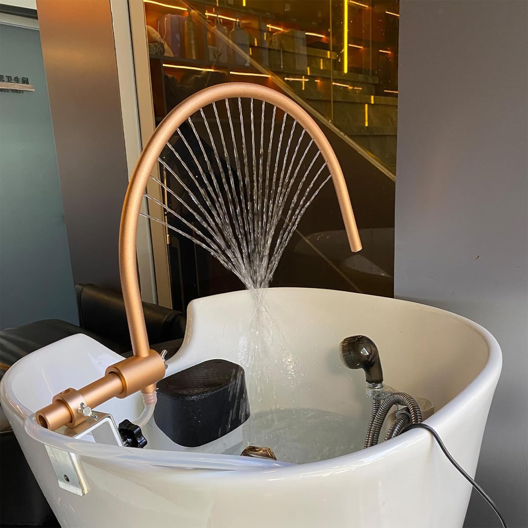 Head Spa Water Circulation Rack, Head Spa Equipment Frame with Metal Fixing The Retaining Rings, Shampoo Bowl Waterfall Head Spa Portable Hydrotherapy Adjustable Fits Most Shampoo Basin Bed