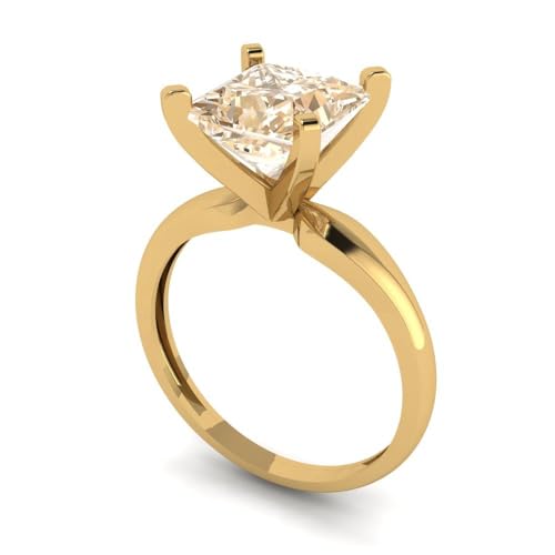 Clara Pucci 2.4ct Princess Cut Solitaire Genuine Natural Morganite Wedding Bridal Designer art deco Anniversary Ring 14k Yellow Gold