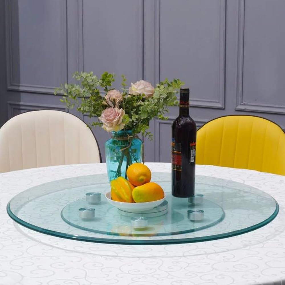 DOUKI 24" Turntable Rotating Serving Tray Glass Lazy Susan For Dining Table Large Round Tabletop Rotating Tray Round Glass Dining Table Top (Size : 24inch(60cm))