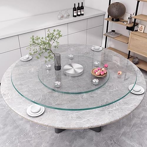DOUKI 30 Inch Lazy Susan Turntable, Glass Rotating Tray, Dining Table Centerpiece Rotating Serving Plate, Round Tabletop Rotating Serving Tray Clear (Color : Clear, Size : 85cm(33 inch))