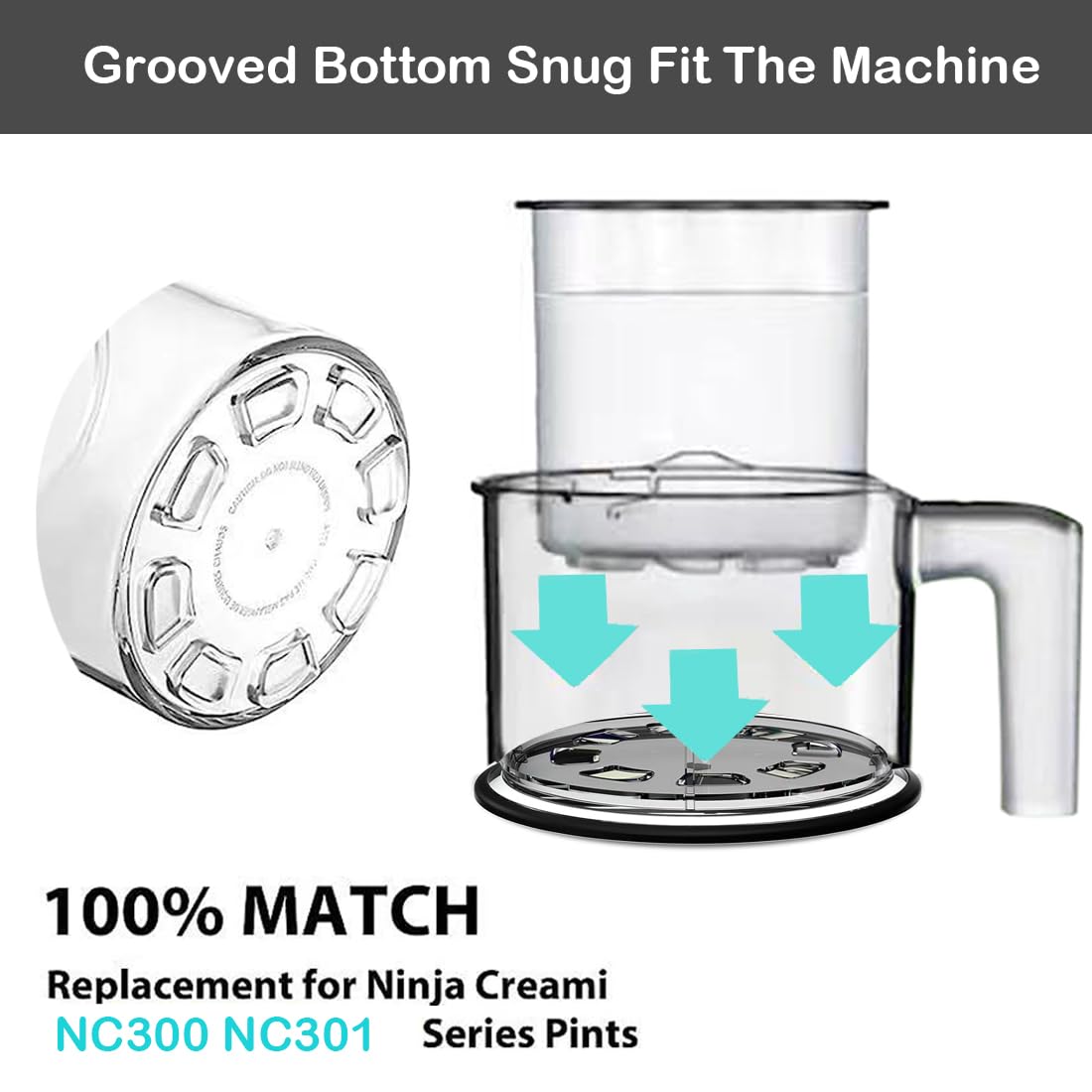 Deelink Ice Cream Containers Replacement for Ninja Creami Pints and Lids 16oz Compatible with NC300 NC301 NC299AMZ BPA-Free Dishwasher Safe Airtight Leaf-Proof Pack of 4 Pink Green Blue Grey
