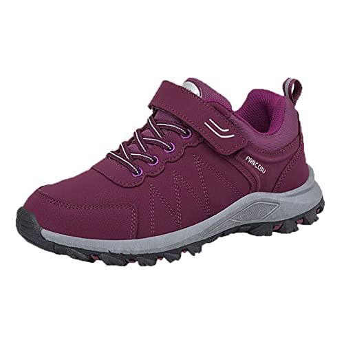 FASDNENDYS Women's Simple and Fashionable Round Head Water Proof Lightweight Breathable Soft Bottom Leather Working Shoe Purple