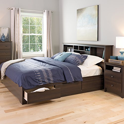 Prepac Mate's King 6-Drawer Minimalist Platform Storage Bed, Contemporary King Bed with Drawers 81.5" D x 78.5" W x 18.75" H, Espresso, EBK-8400-K