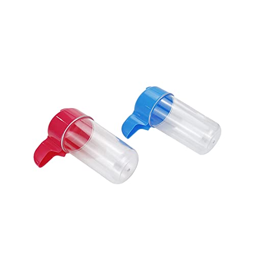 Meprotal 2pcs Automatic Bird Feeders, Bird Water Dispenser for Cage, Bird Water Bottle Drinker Hanging Seed Food Container Dispenser for Parrots Budgie Hamster 200ml (Blue & Pink)