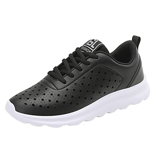 FASDNENDYS Women's Simple and Fashionable Hollow Round Head Solid Color Lightweight Breathable Soft Bottom So Shoes Kids Black