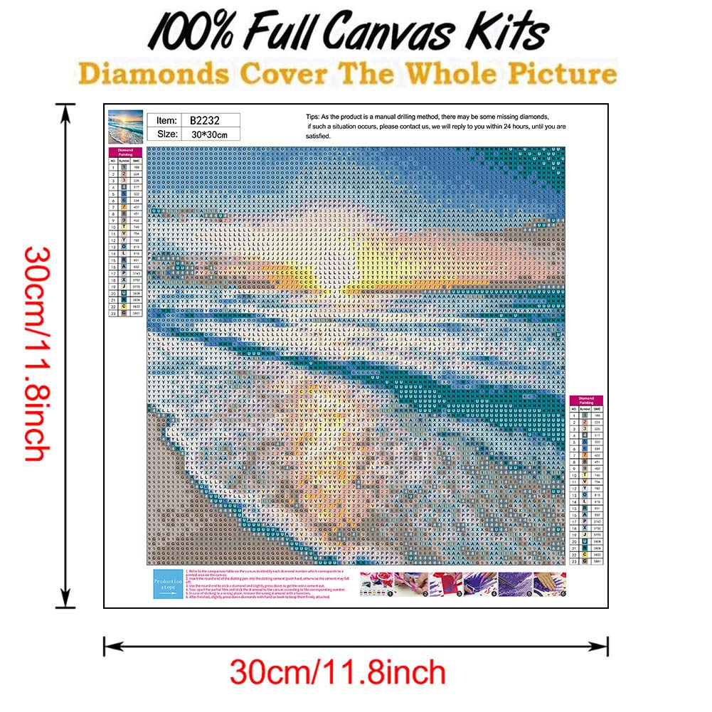 Cyrine Diamond Art Beach, Beach Diamond Painting Kits for Adults Kids Beginner,Ocean Diamond Painting Sunset for Gift Home Wall Decor