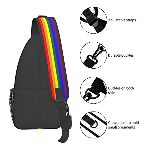 MANQINF LGBT Pride Flag Sling Backpack,Casual Crossbody Shoulder Backpack Adjustable Sling Bag Chest Daypack for Men Women