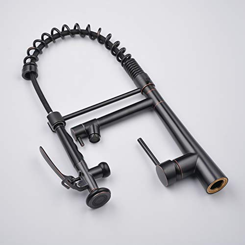 Kitchen Faucet Oil Rubbed Bronze, Beelee Industrial Kitchen Sink Faucet Commercial Faucet ，High Arc Pre-Rinse Kitchen Faucet with Pull Down Spring Spout and Pot Filler