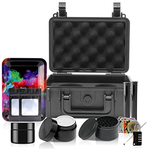 Kyrgyzst Smell Proof Box - ABS Plastic Storage Container with Lock - Smell Proof Containers, Smell Proof Lock Box with & Fun Stickers & robust, Odor Proof Box Suit for Travel Camping(Multicolored)