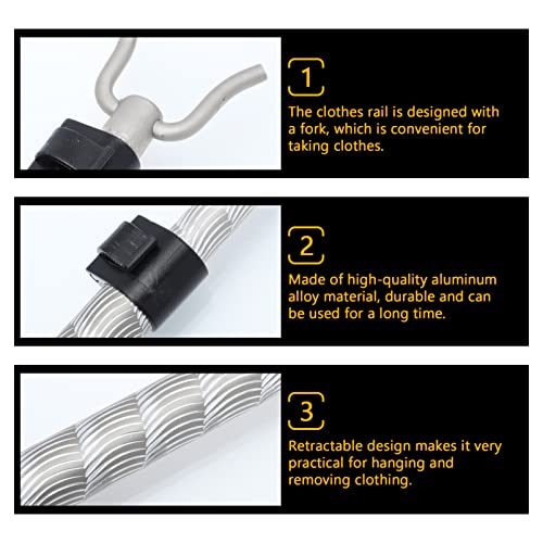 Yardwe Closet Pole with Utility Hook 50.4 Long Reach Stick Retractable Reach Stick Closet Pole Telescoping Long Pole for Clothes, Shutters, Closet, Curtain, Shelf, Ceiling, Silver