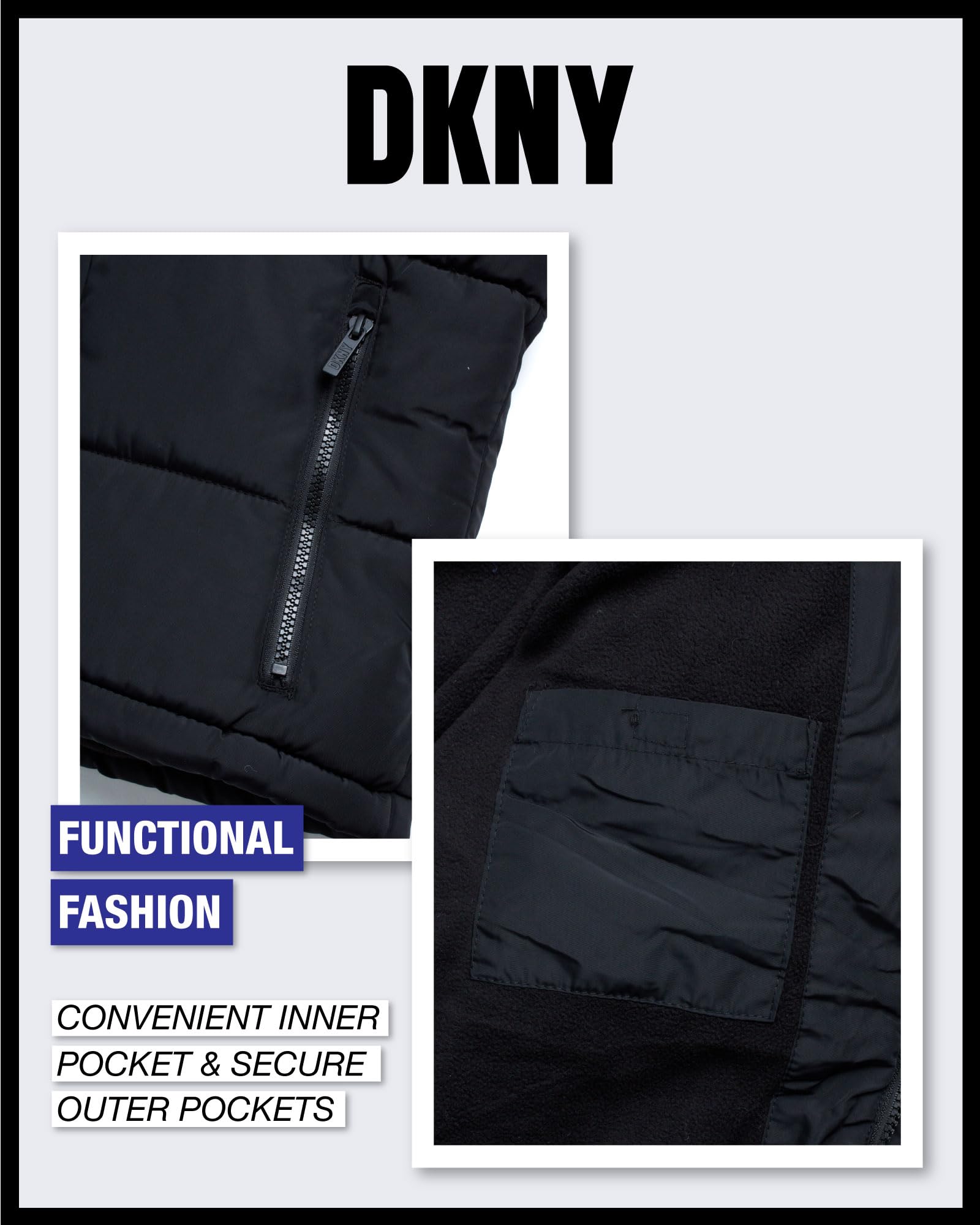 DKNY Boys' Winter Jacket - Insulated Quilted Puffer Parka Coat, Sherpa Lined Hood - Heavyweight Ski Jacket for Boys (4-20), Size 14-16, Black