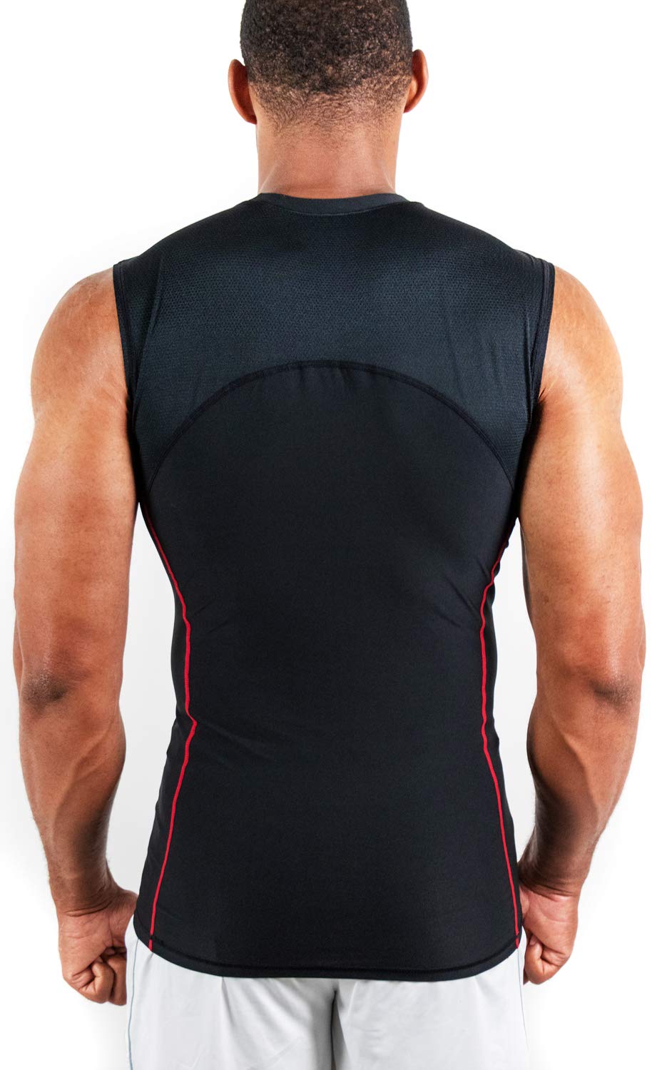 DEVOPS 3 Pack Men's Athletic Compression Mesh Sleeveless Shirts (2X-Large, Black/Black/Black)