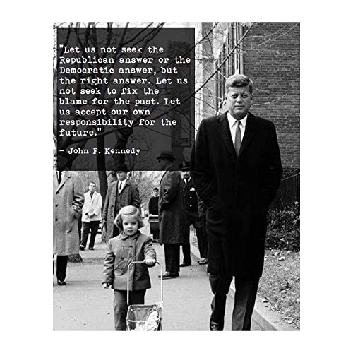 John F. Kennedy Quotes - Patriotic Wall Art Poster, This Motivational Wall Decor Poster Is An Ideal Inspirational Art For Home Decor, Bedroom Decor, Boys Room Decor, or 4th Of July, Unframed - 8x10