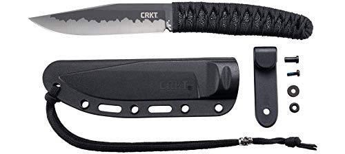 CRKT Nishi EDC Knife: Everyday Carry Fixed Blade Knife, Clip Point Blade with Titanium Nitride Finish, Cord Wrapped Handle, Sheath 2290