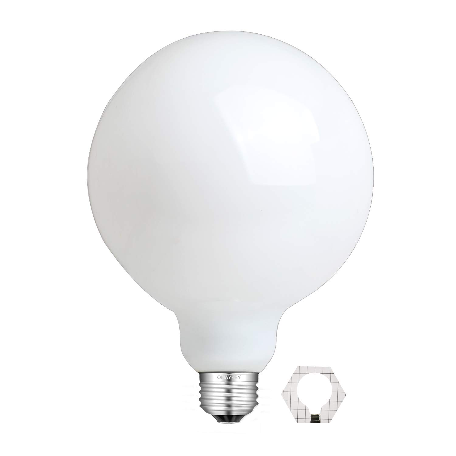 OMAYKEY 15W Dimmable Large LED Globe Bulb 100W Equivalent 1000 Lumens, 4000K Daylight White E26 Medium Base, Vintage Edison G125 Large Globe Edison Style LED Filament Light Bulb, Deep Dimming Version
