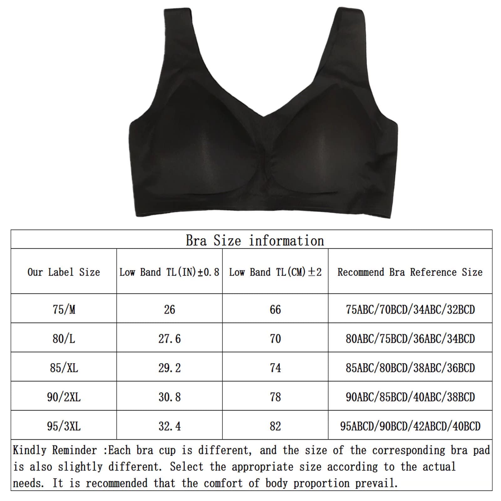 CYTMTZGA Seamless Mastectomy Bra Post-surgery Bra with Pockets for Breast Prosthesis Breast forms Bralette Daily Bra BL38/XL Black