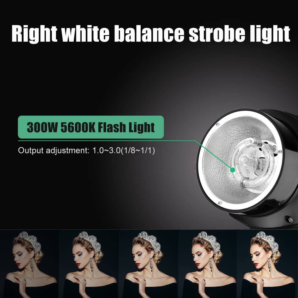 Godox 750W Professional Studio Strobe Flash Light Kit, 3-Light Godox Strobe Lighting Kit for Photography, 3x250W 5600K Monolights with Strobe Trigger, Softbox, Light Stands, Boom Arm