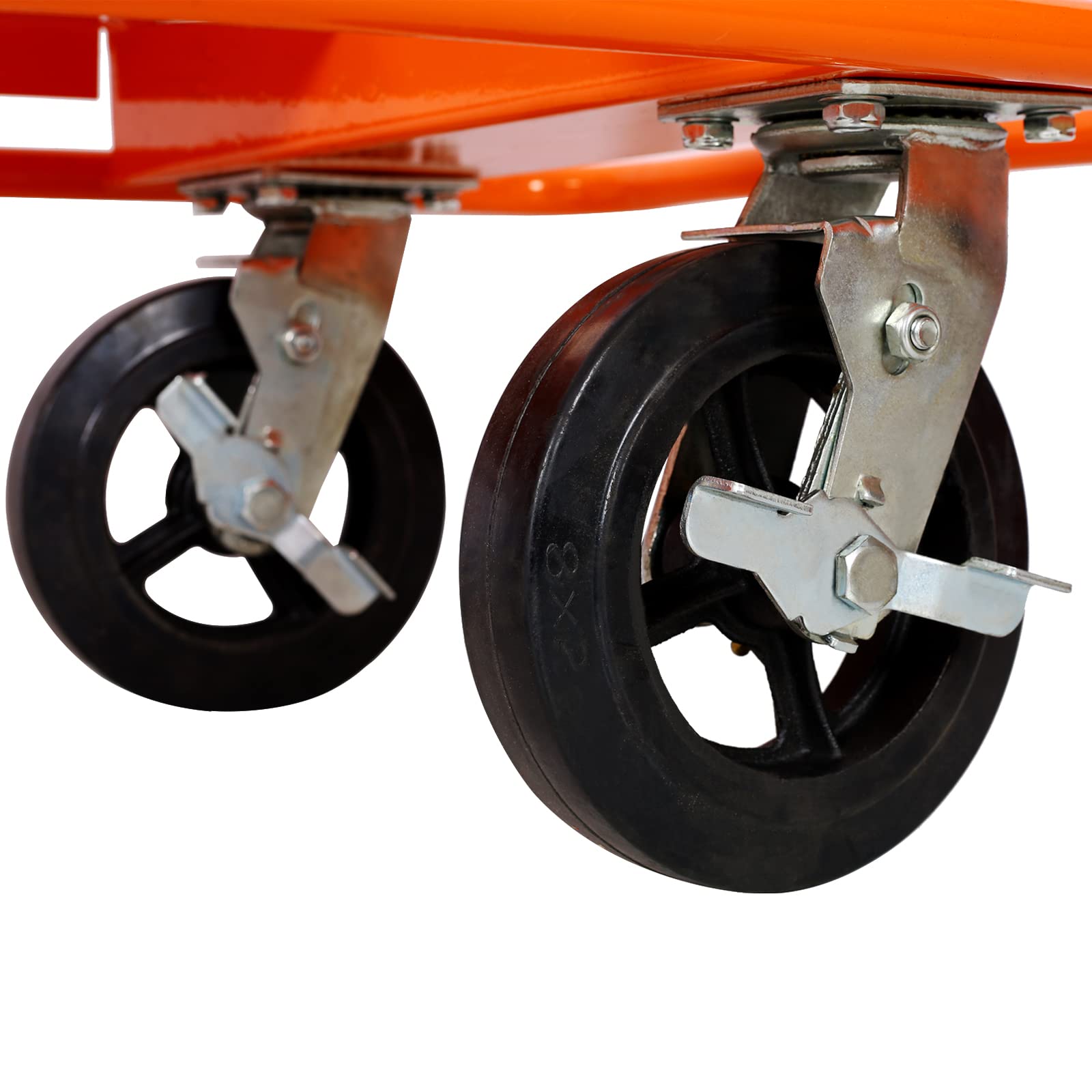 Heavy Duty Drywall Sheet Cart & Panel Dolly - 2400lbs Load Capacity - Panel Service Cart with 8" Black Mold-On Rubber Wheels,Orange