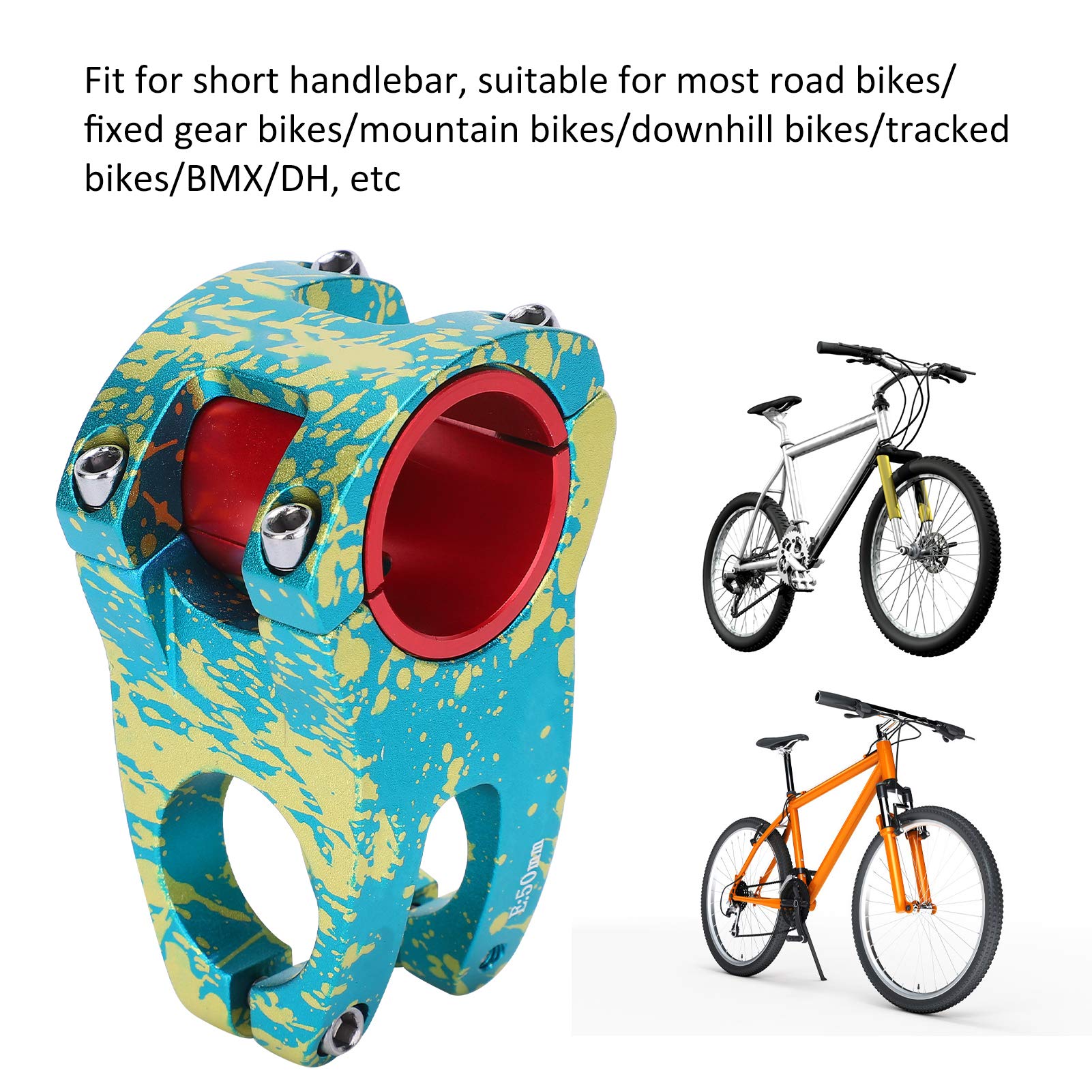 Dilwe Mountain Bike Stem 31.8/35mm Colorful Handlebar Stem Suitable for Most Road Bikes/Fixed Gear Bikes/Mountain Bikes (Blue Gold)