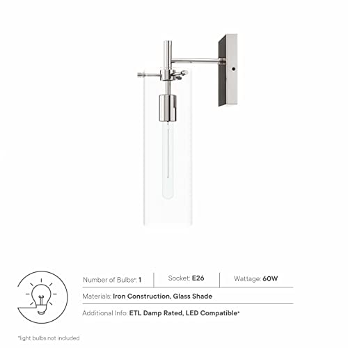 Modway Skylark Wall Sconce in Clear Polished Nickel, Silver, 5 x 8.5 x 17