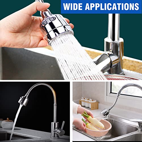 Kitchen Faucet Extender Movable 360° Rotatable Anti-Splash Water Saving Faucet Aerator, 2 Modes Adjustable Sink Sprayer, Kitchen Faucet Head Replacement, Bathroom Faucet, Polished Chrome