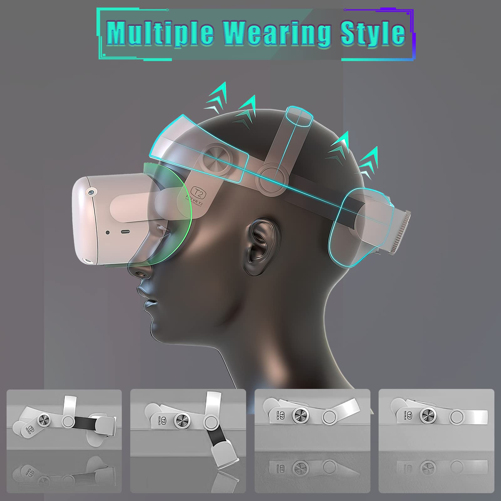 Head Strap Compatible with Oculus Quest 2, Detachable & Adjustable Headband Strap for VR, Enhanced Support with Head Cushion, Reduce Face Pressure Comfortable Touch