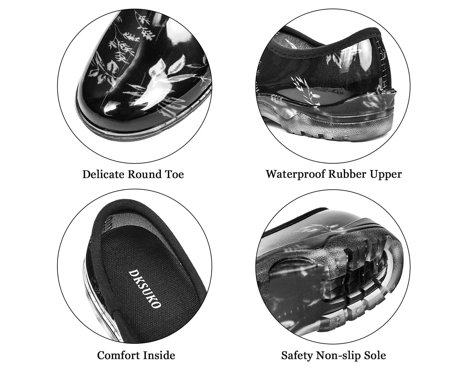 DKSUKO Women's Rain Boots Waterproof High Top Rain Shoes with Lace Up Anti-Slip Garden Shoes(Tree Leaf,8)