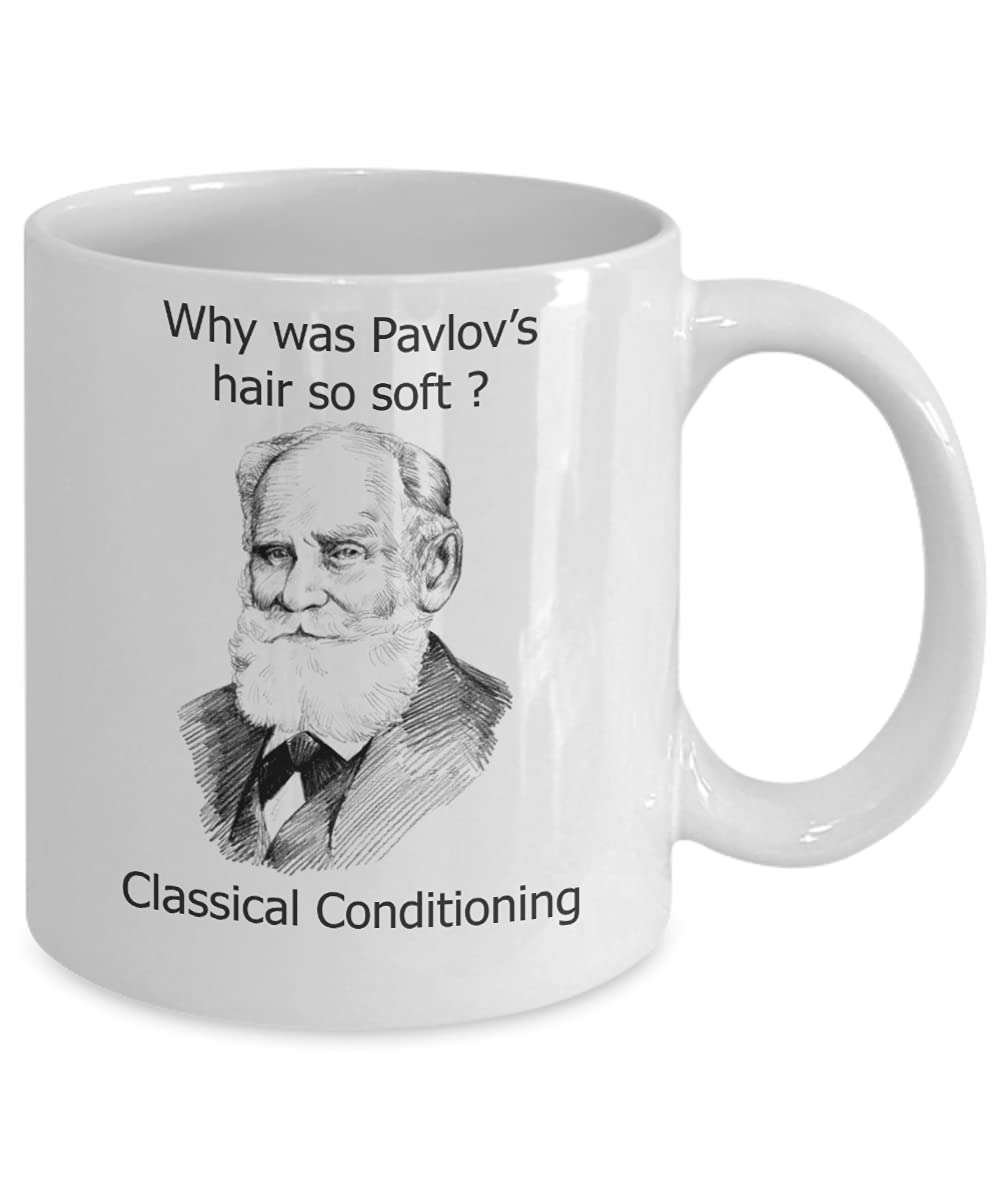 InkCallies Funny Psychology Mugs - Why Was Pavlov's Hair So Soft? - Ideal Psychologist Gifts 11oz, MUG-R8OFN8MBLZ-11oz, White
