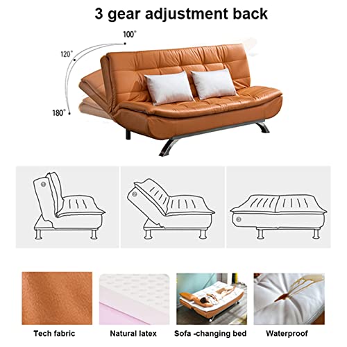 JHKZUDG Sofa Bed,2 Seater Sofa Technology Cloth Recliner Sleeper Sofa,3 Angles Adjustable Back with Chrome Legs,Convertible Folding Sofa Bed, for Living Room Bed Room,Blue