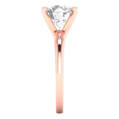 Clara Pucci 2.50ct Round Cut Solitaire Moissanite Excellent Engagement Bridal Promise Anniversary Ring in 18K Rose Gold Size 8.75