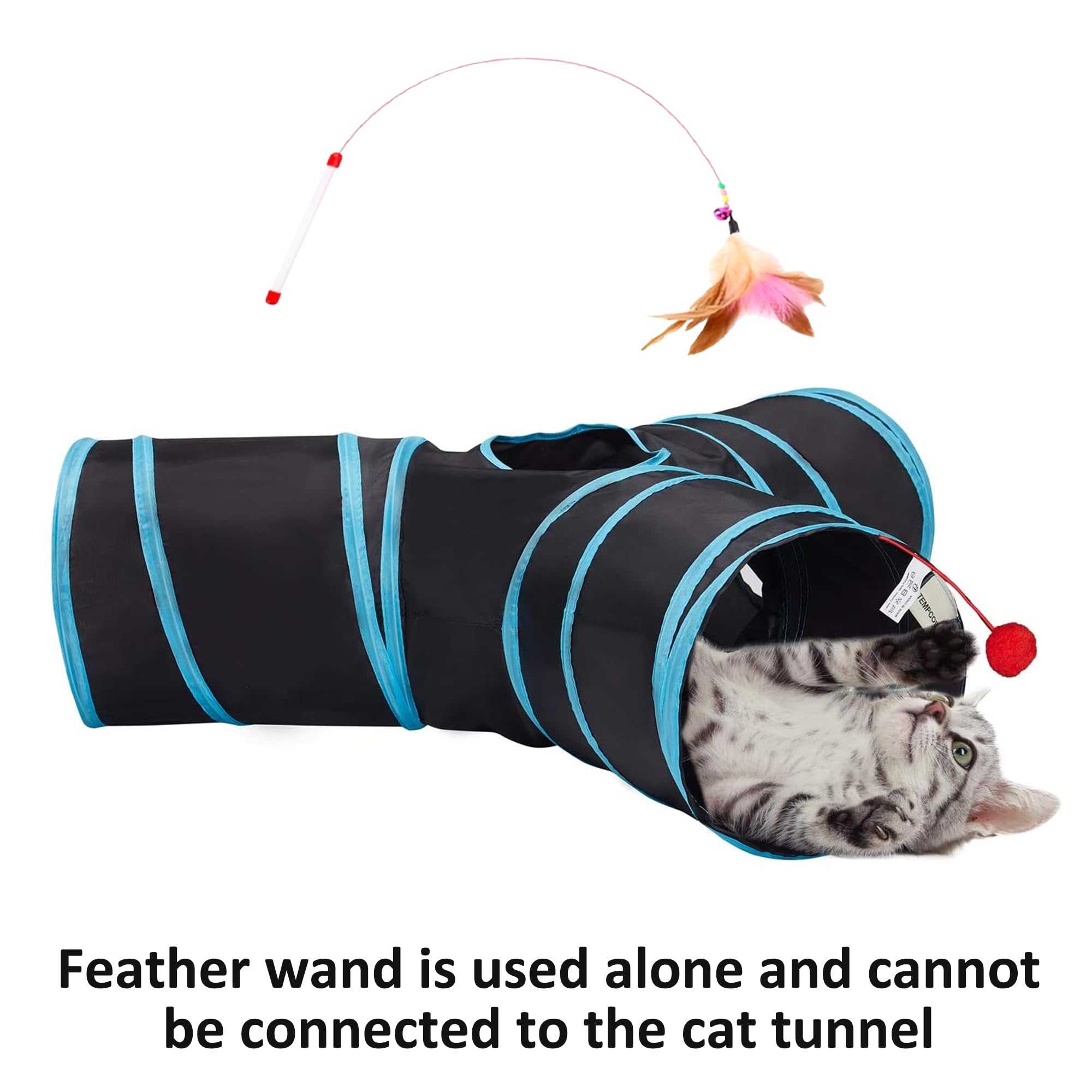 Tempcore Pet Cat Tunnel Tube Toys 3 Way Collapsible, Tunnels for Indoor Cats,Kitty Bored Peek Hole Toy Ball Cat, Puppy, Kitty, Kitten, Rabbit