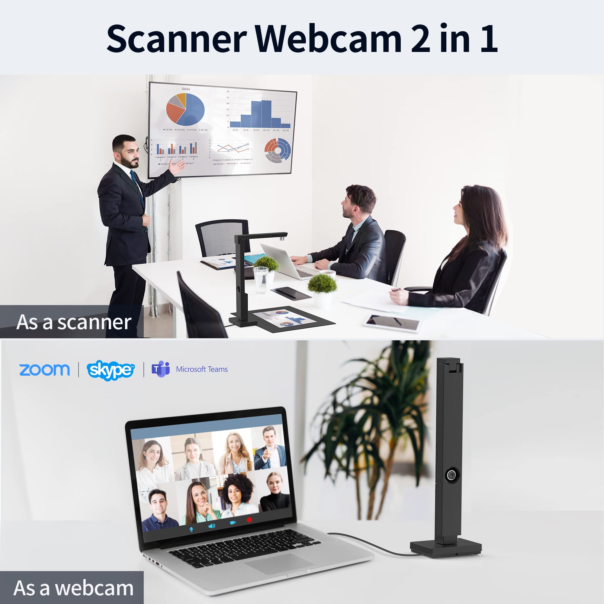CZUR Lens800 Pro Portable Document Scanner, 8MP Document Camera, Capture Size A4, 1s/page Fast Scan Speeds, Easy-to-Use, USB Powered Travel Scanner, for Mac&Windows