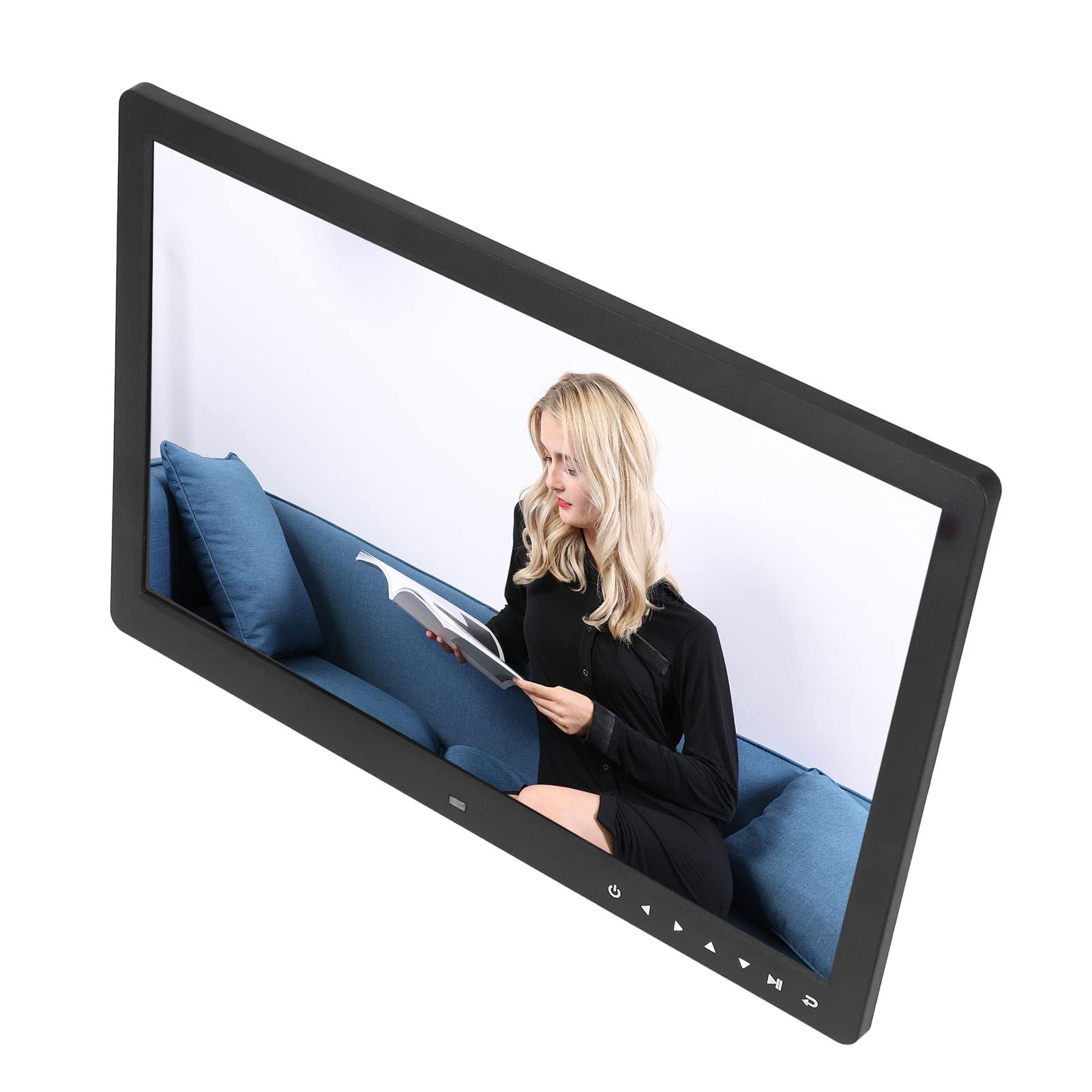 Digital Photo Frame, Touch Button 1080P Dual Mode Control 15.4 Inch Multifunction Electronic Album with Bracket for Living Room (US Plug)