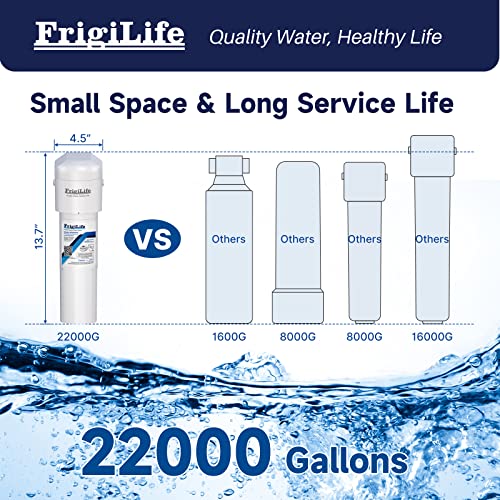 FrigiLife Ultra High Capacity Under Sink Water Filter System, 22K Gallons, Direct Connect, Removes 99.99% Chlorine, Large Particles, Bad Taste and Odor, NSF Certified