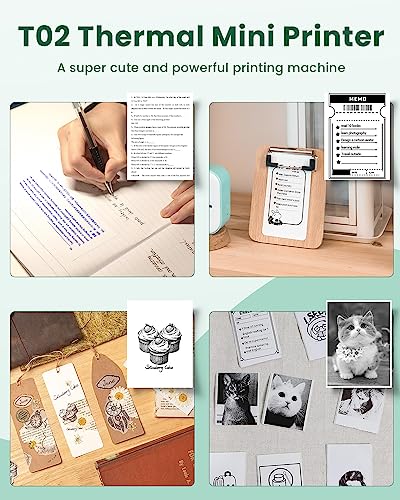 LabelCreate T02 Mini Sticker Thermal Printer, Portable Pocket Sticker Maker Machine, Mobile Phone Picture Printer Compatible with iOS & Android, for Pet Stickers, Kids Birthday, Children, Green