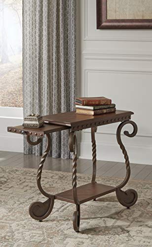 Signature Design by Ashley Rafferty Vintage Inspired Rectangular Open Chairside End Table, Dark Brown