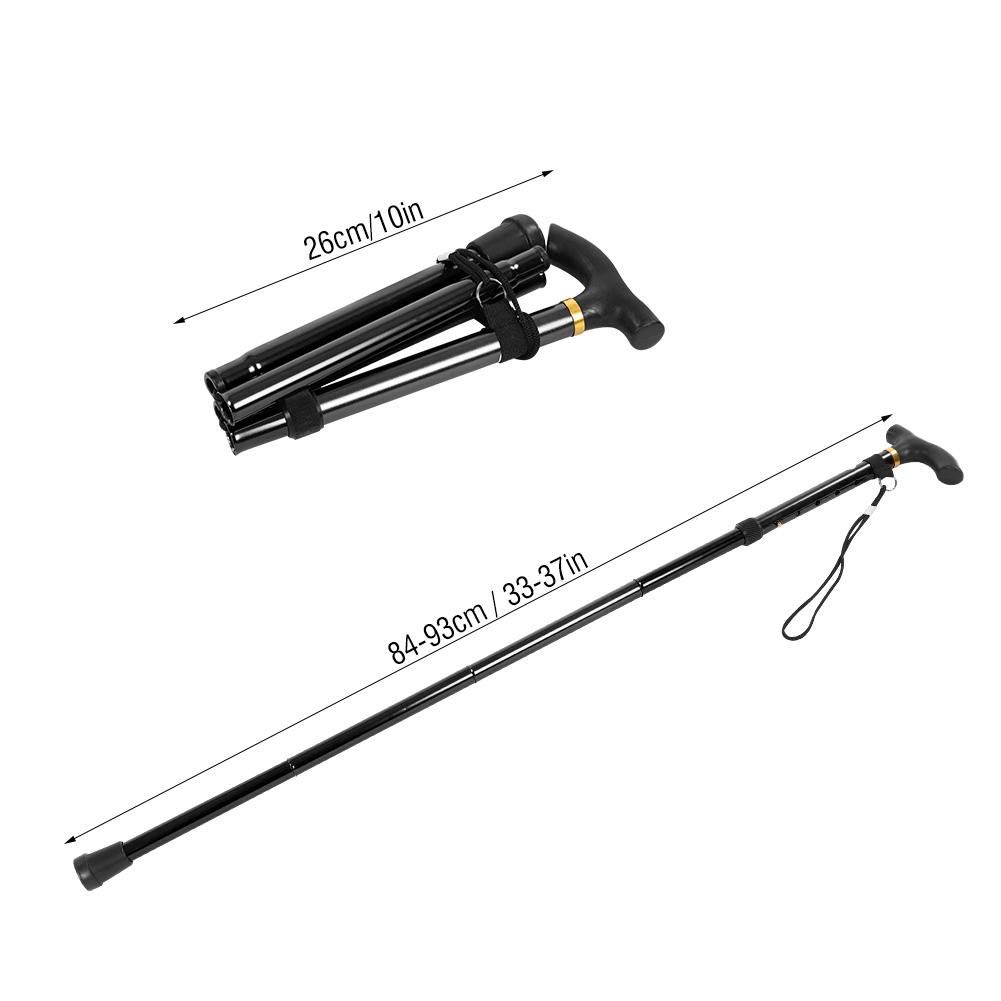 Dilwe Walking Stick, Telescopic Anti-Skid Trekking pole Collapsible Hiking Poles Folding Walking Cane for Outdoor Camping Hiking (Black)