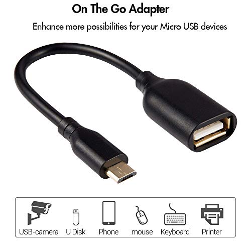 EVISTR OTG Cable for Android Male Micro USB to USB A-Female, USB 2.0 Cell Phone OTG Cable 6inch On The Go Adaptor Compatible with Samsung Sony, Android Smartphone Tablet