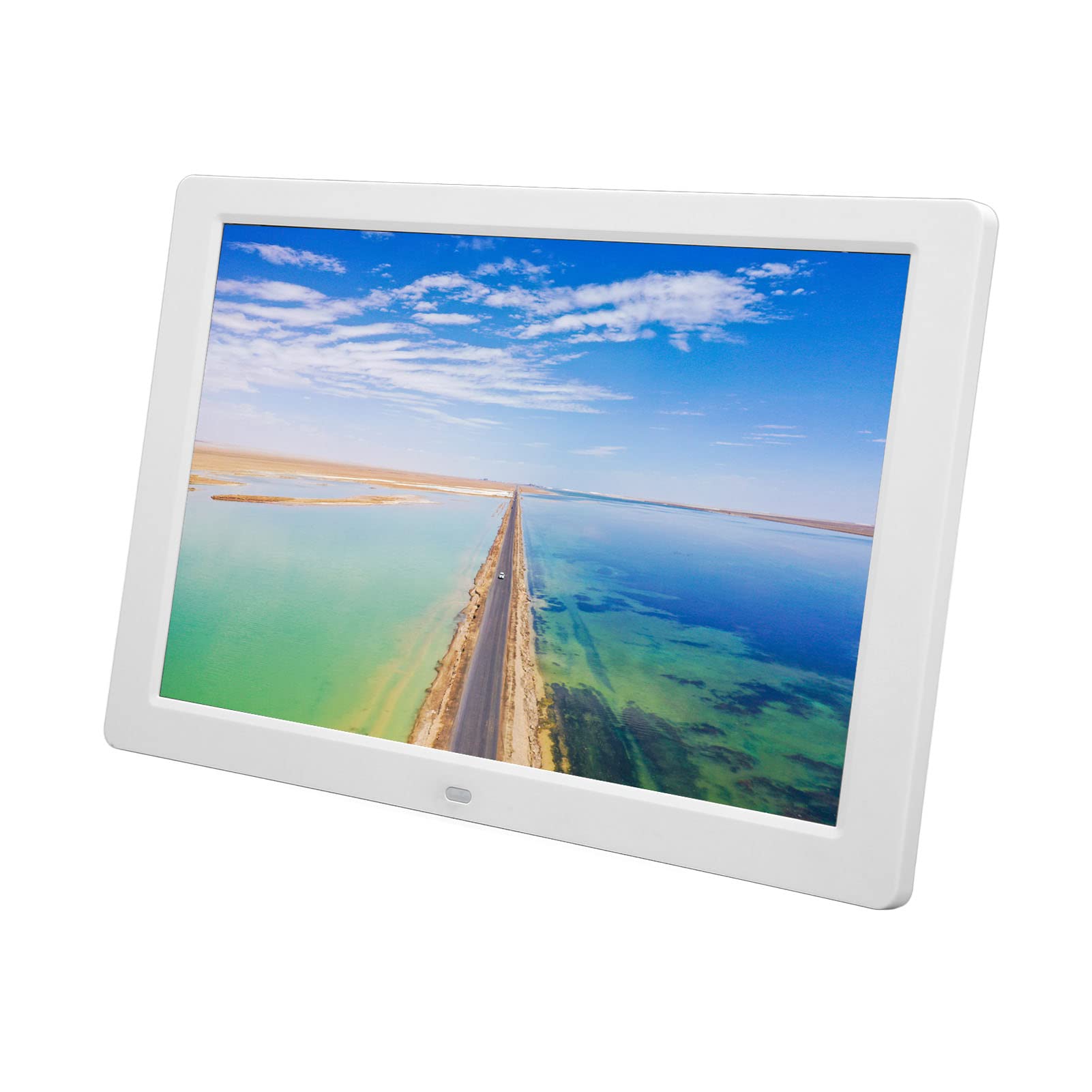 Digital Photo Frame, White Plug and Play Built in Speaker LCD Display Electronic Photo Album 1280x800 100β240V for Musics for Videos (US Plug)