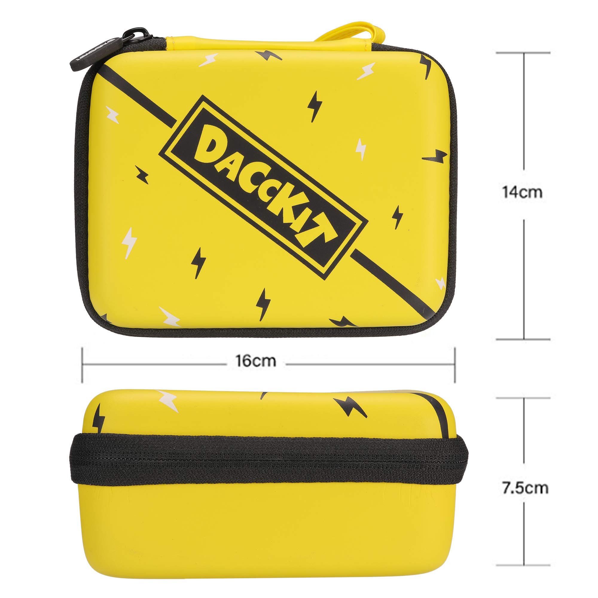 D DACCKIT Case for Pokemon Trading Cards, Fits Up to 400 Cards, Card Holder with Hand Strap & Carabiner - Lightning Yellow