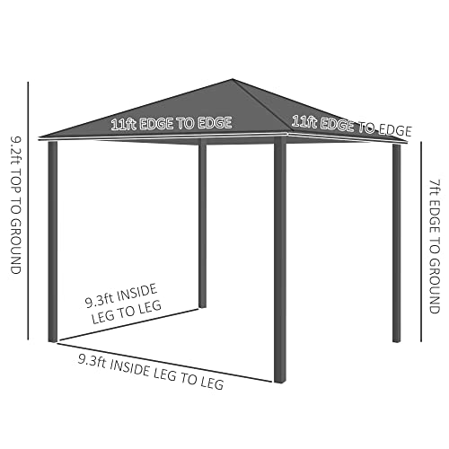 Outsunny 11' x 11' Hardtop Gazebo with Metal & Acrylic Combined Roof, Wood Frame, Permanent Pavilion Grill Gazebo with Bar Counters, Ceiling Hook, for Patio, Garden, Backyard, Deck, Lawn